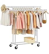 Amazon.com: Tajsoon Heavy Duty Clothes Rack with Shelf and Hooks ...