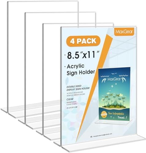 Amazon.com: MaxGear 8.5 X 11 Acrylic Sign Holder 6pack, Clear Display ...