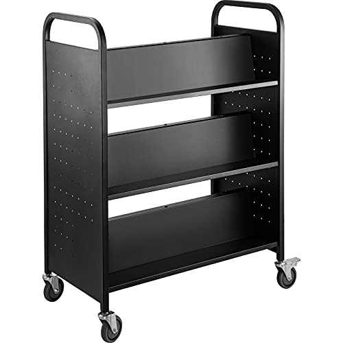 BestEquip Book Cart, 200LBS Library Cart, 49.2''x35.4''x18.9'' Rolling ...