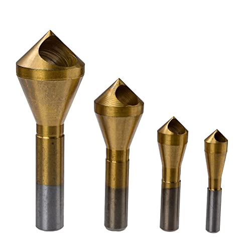 Countersink Chamfer Deburring Drill Bit Set, 4 Pcs Titanium Coated ...