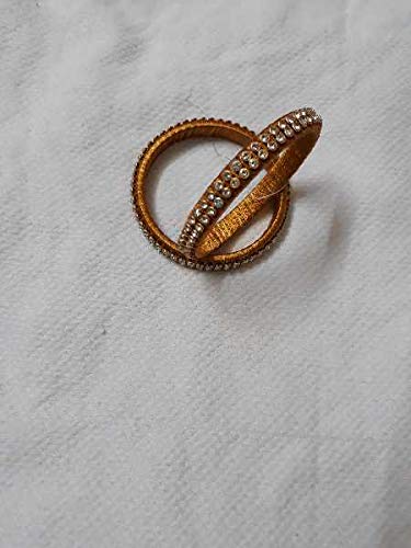 Buy Gold Colour Silk Thread Bangles Set of 2 Online at Low Prices in ...