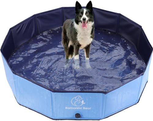 Amazon.com: Foldable Dog Pool, Collapsible Dog Pet Bath Pool, Hard ...
