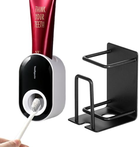 Amazon.com: Wall Mounted Toothbrush Holder Kit with Double Automatic Toothpaste Dispensers for ...