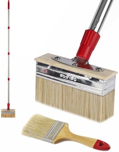 60" Long Handle 6" Decking Paint Brush Deck Stain Applicator with 3 ...