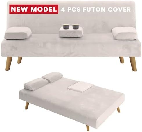Amazon.com: 2024 New Model Velvet Futon Covers Updated Style 4 Pieces ...