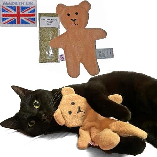 BRITISH UK MADE REFILLABLE CATNIP TEDDY BEAR CAT TOY FOR INDOOR CATS ...