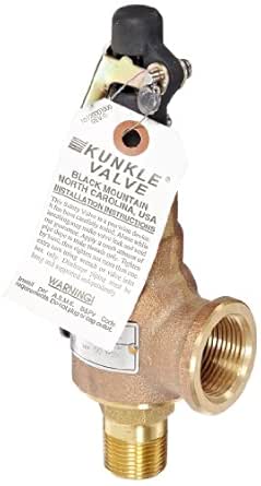 Kunkle 6010EDV01-KM0050 Bronze ASME Safety Relief Valve for Air/Gas, Viton Soft Seat, 50 Preset ...