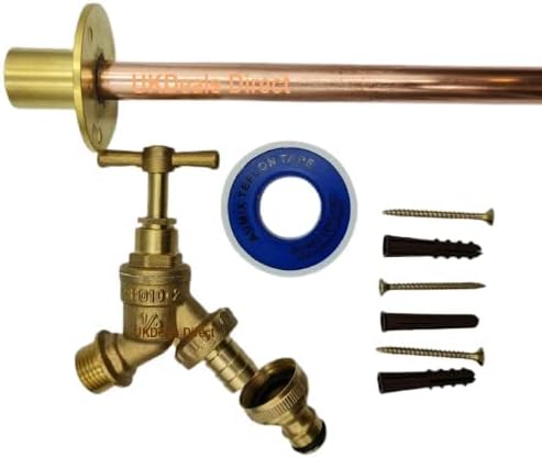 UKDD® Outside Garden Tap Kit with Through Wall Flange with Fixings ...