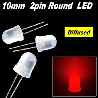 100pcs x 10mm Round Diffused LED Light 2pin red 10mm Diffused LED lamp ...