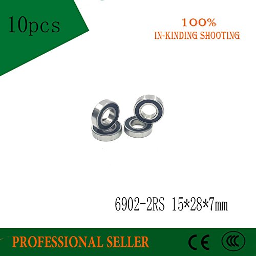 Shomy 10PCS 6902-2RS Bearing ABEC-1 15x28x7 mm Metric Thin Section 6902 ...
