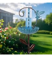Amazon.com : WONDER GARDEN Solar Rain Gauge Outdoor, Decorative Moon ...
