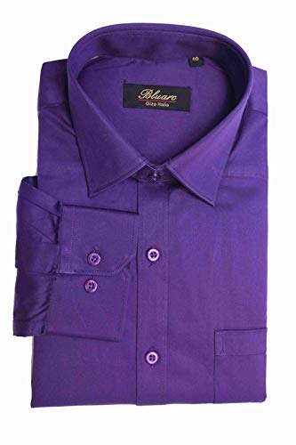 Bluarc Cotton Formal Shirt Full Sleeve Slim Fit Plain Purpule : Amazon ...