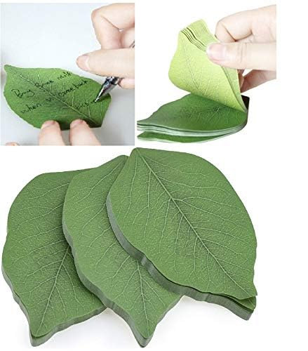 BOENJOY Gifts- Set of 3 - Green Leaf Design Notepad and Sticky Notes ...