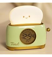 Amazon.com: Aokpsrt Alarm Clock for Kids, Cute Toast Night Light Alarm ...