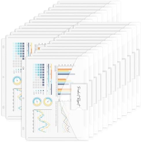 Amazon.com : 100 Pcs Binder Pockets for 3 Ring Binder Plastic Binder ...