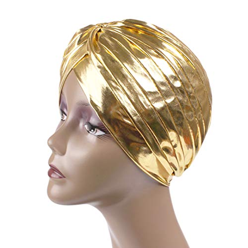 Surkat Unisex Metallic Arab India Pleated Turban Headwrap Swami Hat ...