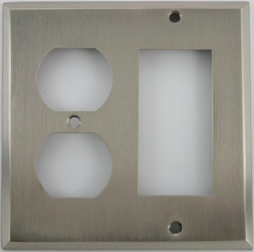 Satin Nickel 2 Gang Wall Plate - 1 Duplex Outlet 1 GFI/Rocker - Amazon.com