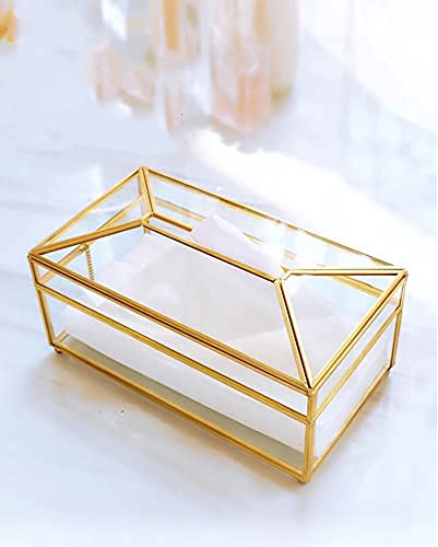 Inaya Handicraft Rectangular Clear Glass Paper Tissue Box, Decorative Glass Napkin Storage Box ...
