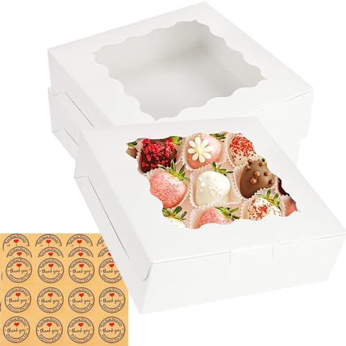 Gbateri 30 Pack White Pie Boxes with Window 8x8x2.5 Inch Donut Boxes ...