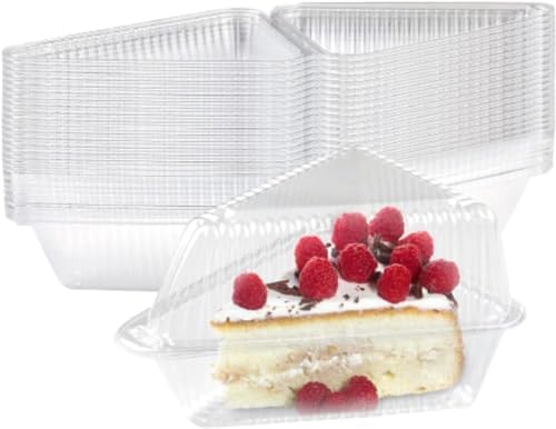 Amazon.com: 200 Pack Cake Slice Containers Clear Cheesecake Container ...