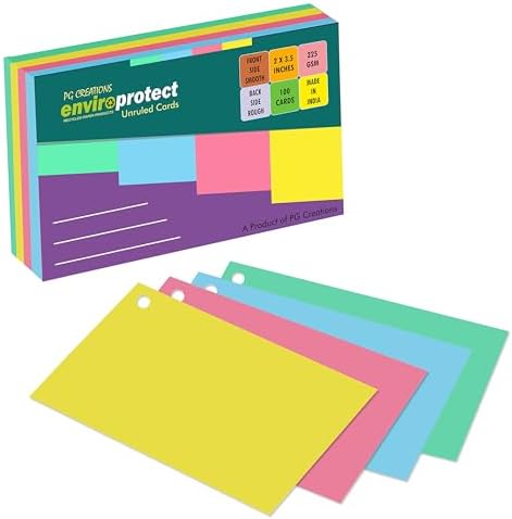 PG Creations Pre Punched Unruled Index Flash Cards with Storage Box ...