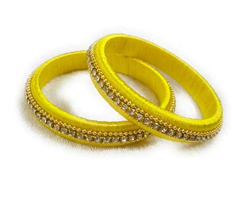 Buy Yellow Silk Thread Bangles Set of 2. Size 2.4 at Amazon.in