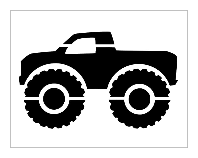 Amazon.com: Monster Truck Stencil 4 x 4 Lifted Big Tires Design 8" x 10 ...
