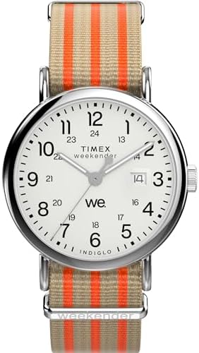 Buy TIMEX Weekender Analog Watch for Man with Cream Round Dial & Brown ...