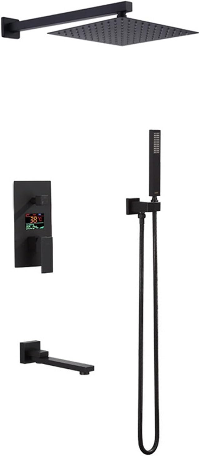 Ksunun Rain Shower System, Tub Shower Faucet Set With Digital Temperature Display Shower Valve ...