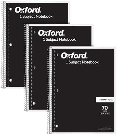 Amazon.com : Oxford Primary Ruled Spiral Notebooks, Writing/Drawing ...