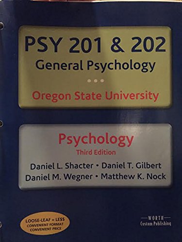 PSY 201 & 202: General Psychology: Daniel L. Shacter: 9781464195600 ...