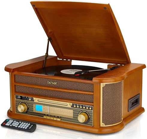 Denver 9-in-1 Retro Vintage DAB Bluetooth Wooden Radio Record Player ...