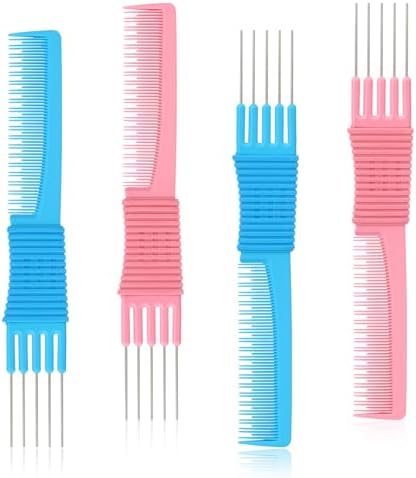 Amazon.com : Carbon Lift Teasing Combs Hair Pick with Metal Prong Salon ...