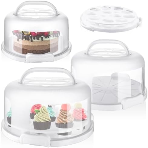 Amazon.com: Asany 3 Pcs Cake Carrier with Lid and Handle 12'' 11'' 10 ...