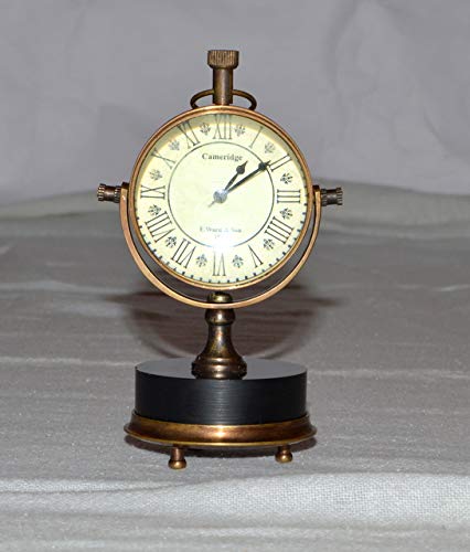 Antique Clock Brass Table Time Watch Antique Collectible Show Piece ...