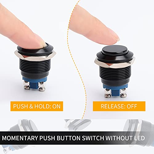 Snapklik.com : STARELO 5pcs 19mm Momentary Push Button Switch Black Shell