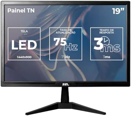 Monitor 19 Polegadas SZL 19 | Com Ajuste de Inclinação | Entrada HDMI e ...