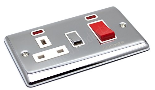 Polished Chrome Super Slim 45a Double Cooker Switch with 13a Socket ...