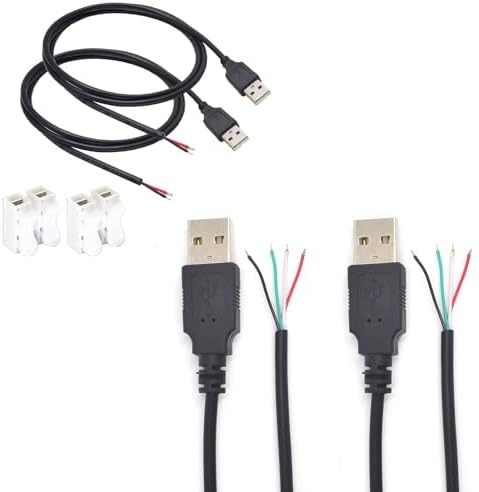 Amazon.com: ELNONE 2PCS USB 2 Wire Pigtail Cable (1M/3.3Ft) & 2PCS ...