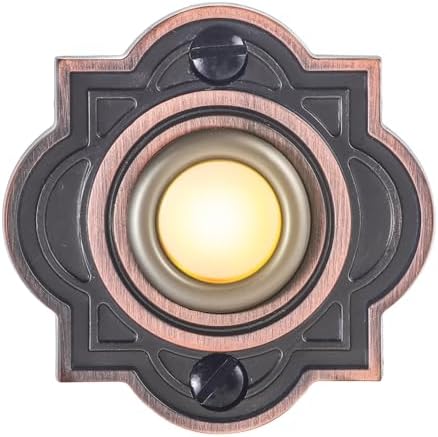 Dreyoo Round Metal Doorbell Push Button, Black Wired Lighted Up LED ...