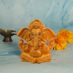Buy HC VILLA Lord Ganesha Ji Murti | Car Dashboard Brown Resin Action ...