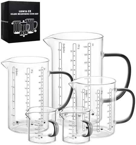 Amazon.com: High Borosilicate Glass Measuring Cup Set-V-Shaped Spout ...