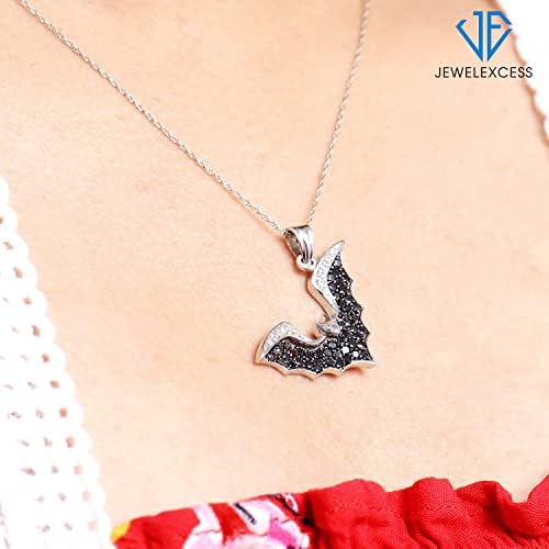 Amazon.com: JEWELEXCESS Diamond Bat Necklace Halloween Jewelry – 1 CTW ...