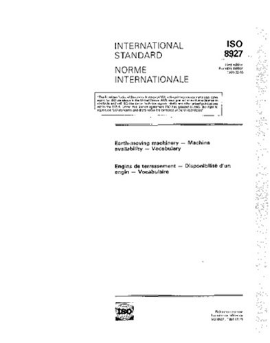 ISO 8927:1991, Earth-moving machinery - Machine availability ...