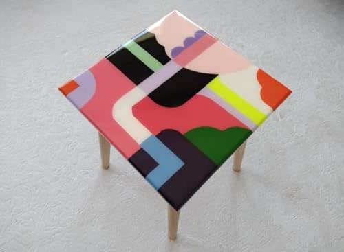 Amazon.com: Unusual Pink Funky Colorful Epoxy Resin Coffee Table ...