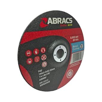 Abracs Cut Off Wheels - Thin Metal Cutting Discs For Angle Grinders 180mm x 3.0 x 22mm (5 ...