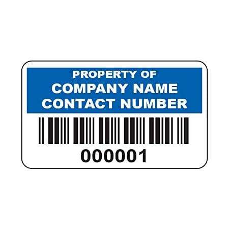 1000 Personalised Barcode Asset Tag Labels Custom Stickers- 38mm x 20mm ...