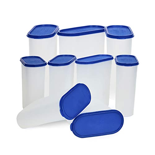 Mahaware Modular Oval Plastic Kitchen Container Set,2400 ml, Set of 9 ...