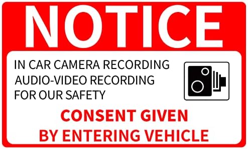 Amazon.com - in Car Camera Recording Sign Double Sided 5" x 3" Audio ...