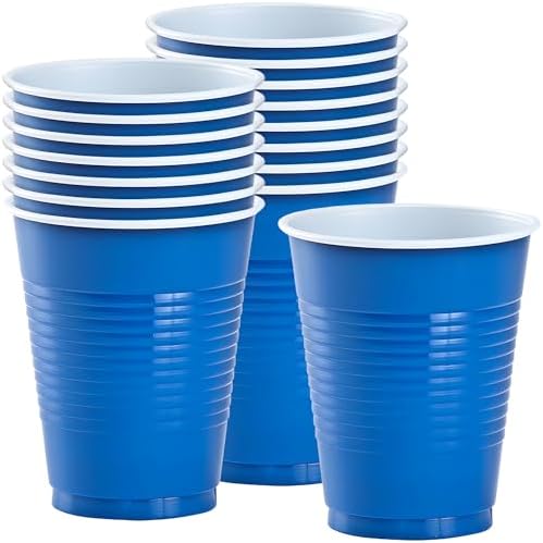 Amazon.com: Blue Solid Color Plastic Party Cup (18 Oz.) 16 Count ...